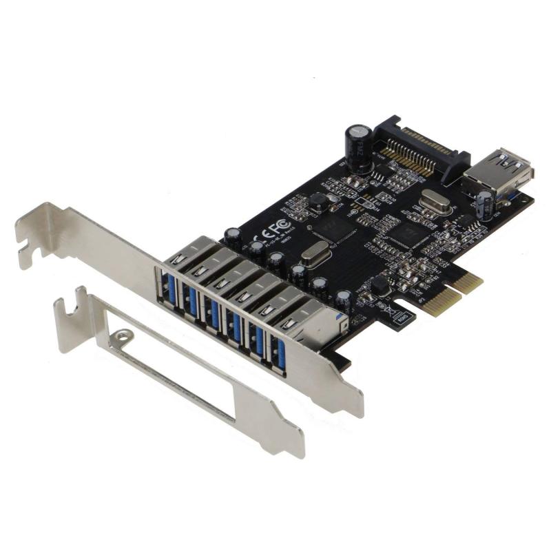 Sedna - PCIE 7ポート USB 3.1 Gen I (5Gbps) アダプターカード (外部ポート6個と内部ポート1個) 薄型ブラケット付き外部6個 + 内部USB 3.1 Gen Iポート1個。転送レート最大5Gbps。Win...