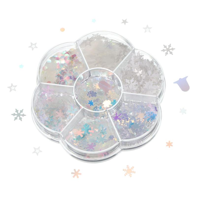 PATIKIL シーケンスとスパンコール 1箱 アソート形状シーケンス用品 クラフト DIY 衣類 ネイル クリスマス ご挨拶カード 装飾 レー ザーホワイト仕様：素材：プラスチック；カラー：レー ザーホワイト；箱サイズ：3.15 x 2....