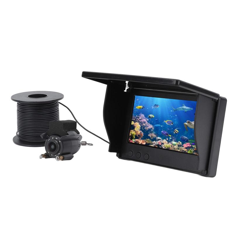 1080P水中釣りカメラ、 4.3インチスクリーンポータブル魚探カメラ、220°広角ビュー、30mケーブル、2000cdの明るさ、 アイスレイクシーボートカヤックフィッシング用5MPセンサー高解像度画像：5MPセンサーを搭載した水中釣りカメ...