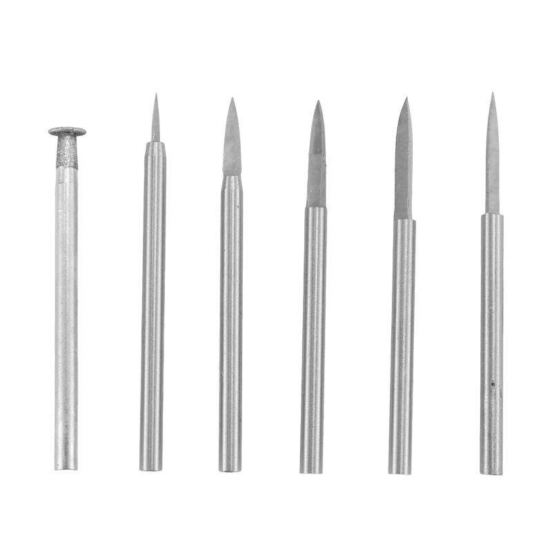 Limnyves 木彫りドリルビットセット 回転工具用 6個 彫刻ドリル交換部品 アクセサリービット 木工芸品 研削工具 3mm耐久性と頑丈な高品質の素材で作られたこれらの木彫りドリルビットは、耐摩耗性が高く、壊れにくいです。 しっかりとし...