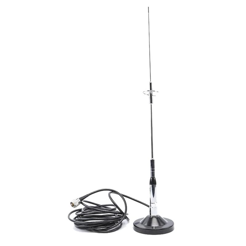 EASYTALK NL-770S モービルアンテナ 144/430MHz帯高利得2バンド 強力マグネット基台 同軸ケーブル 5m 車載用 無線アンテナ 全長41.5CMこれはUV 2段車載アンテナ,周波数 144/430MHz ノンラジアル...