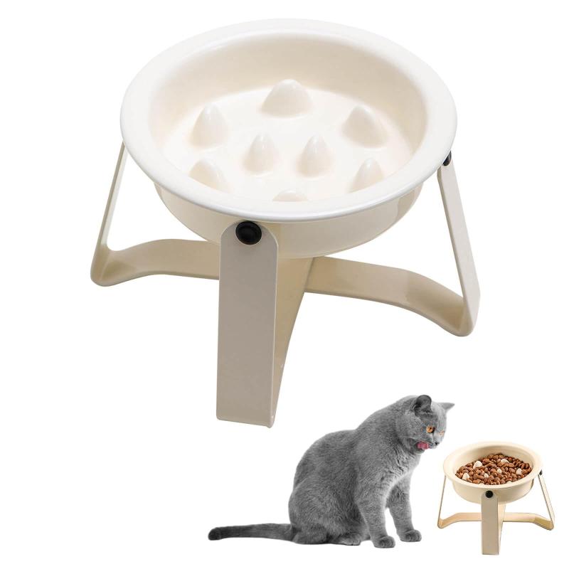 早食い防止 食器 陶器製 スローフードボウル 小型犬 猫用 鉄製スタンド付き 分解可能 お手入れ簡単 ベージュ【商品仕様】ボウルサイズ：13*3cm　スタンドサイズ：15*9cm　色：ベージュ　ボウル素材：陶器　スタンド素材：鉄製　数量：1...