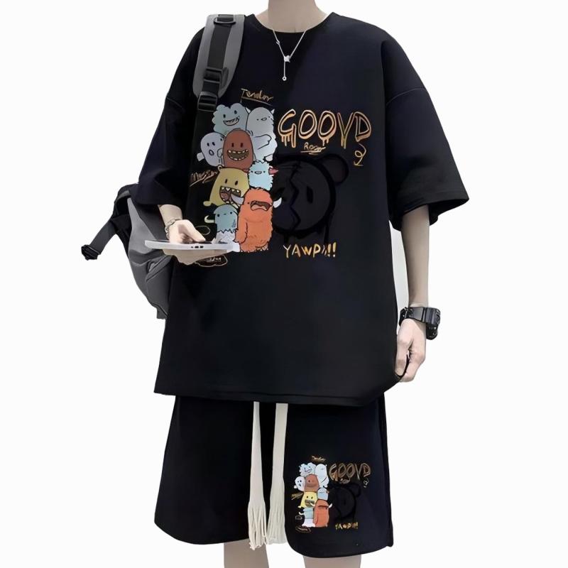 [FJLTDCP] 夏服 ジャージ メンズ 上下セット 無地 スウェット メンズ 上下セッ 半袖 tシャツ セットアップ部屋着SIZE:M 適応身長の目安:160-165cm 重量の目安:45-55kgSIZE:L 適応身長の目安:165-...