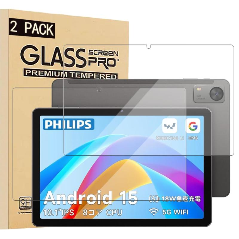 【E-COAST】For 2枚入り PHILIPS T7315 / aiwa tab AS10L (JA5-TBA1011) フィルム PHILIPS/aiwa タブレット 10.1インチ 液晶保護ガラスフィルム 硬度9H 超薄型 高透過率...