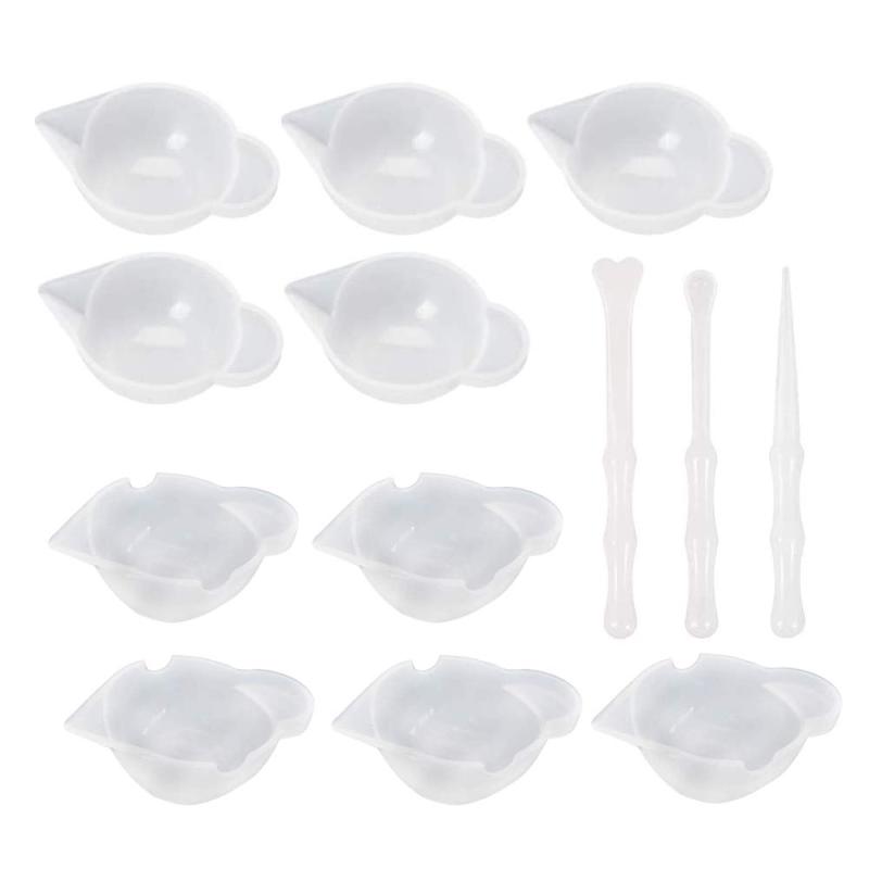 【13点セット】レジン道具 調色パレット シリコン製 半透明 UVレジン用ツール 絵皿 パレット DIY 手芸 UVレジン用具【調色パレット】シリコン製なのでとても柔らかくて、片付けにも便利【調色スティック】混ぜやすさと硬さ、強度、軽さを調...