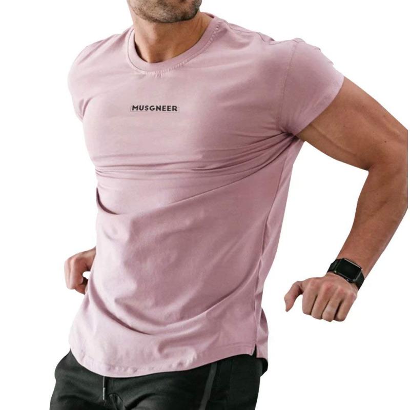 [Musgneer] マスリエ トレーニングウェア 半袖 メンズ スポーツシャツ トップス フィットネスウェア 筋トレ 運動用 Tシャツ 大きいサイズ【軽薄生地】コットンとポリエステルの素材なので、伸縮性と吸水性両方優れており、普段着とジム...