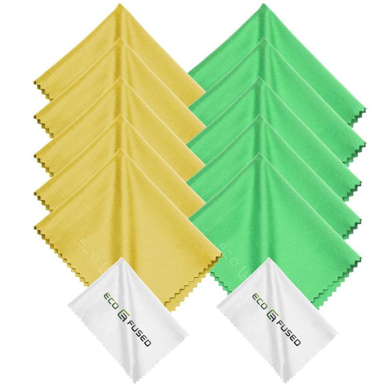 Eco-Fused Microfiber Cleaning Cloths - 12 Pack - 6 x 7 inch【マイクロファイバークリーニングクロス】マイクロファイバークロスは、ほこり、汚れ、指紋、汗、汚れを素早く吸収して取り除き、...