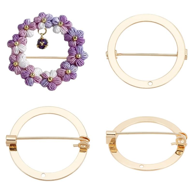 UNICRAFTALE 4Pcs Metal Brooch Pin Backs Donut Brooch Base Settings Donut with Hole Safety Catch Pins Back Clasps Pin Bro...