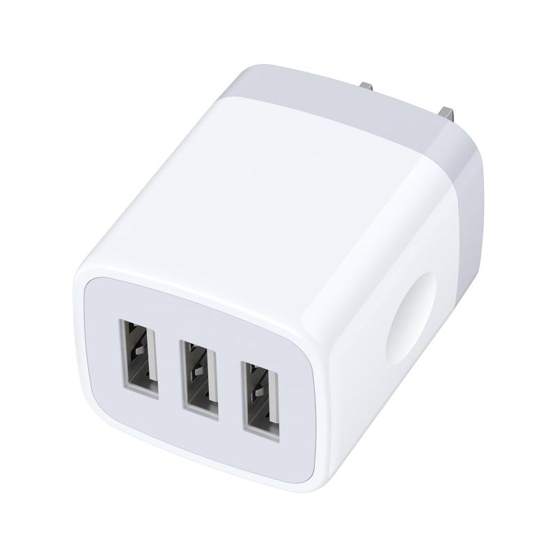 Vedfoad usb 充電器 3ポート iPhone16 充電器 小型 15W【PSE認証済み】usb コンセント 3台同時充電 ACアダプター 軽量 スマホ充電器 海外対応 Android充電器 iPhone16、15、14、13、an...