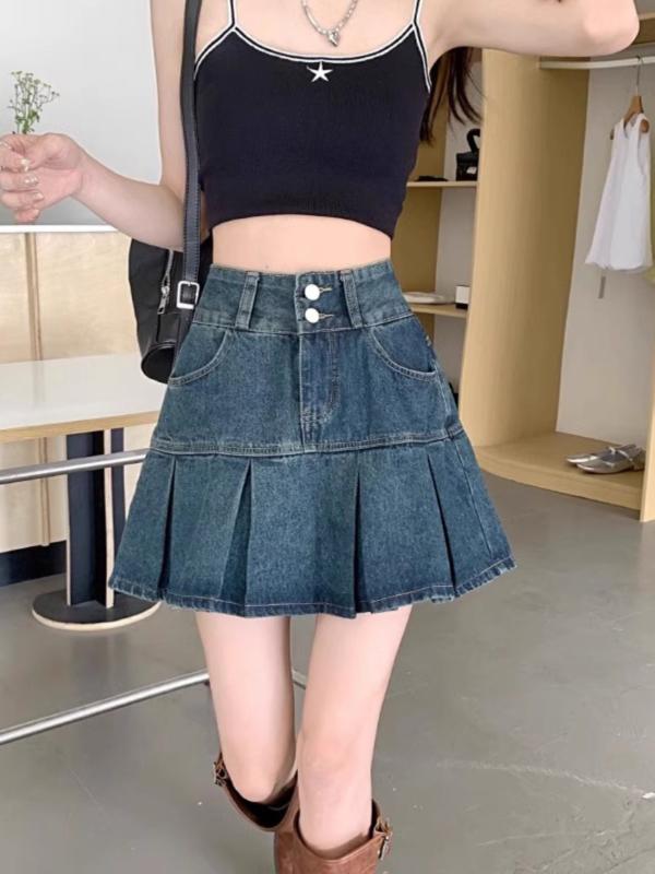 ・カテゴリ: 半身裙・スタイル: アカデミー風、スイート・シルエット: Aライン・スカート丈: ミニスカート・デザイン: ボタン・素材: デニム・カラー展開: ブラック、ブルー・サイズ展開: XS、S、M、L、XL、XXL・伸縮性: なしな