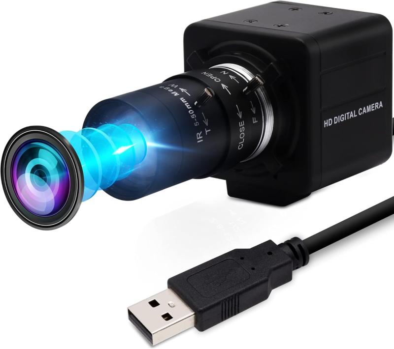 ELP 1080P 60fps 高速USBカメラ 10倍光学マニュアルクローズアップCSマウントレンズ Lightburn/3Dプリンター用 プラグアンドプレイ Windows/Linux/MacOS/Raspberry Pi対応最大260...