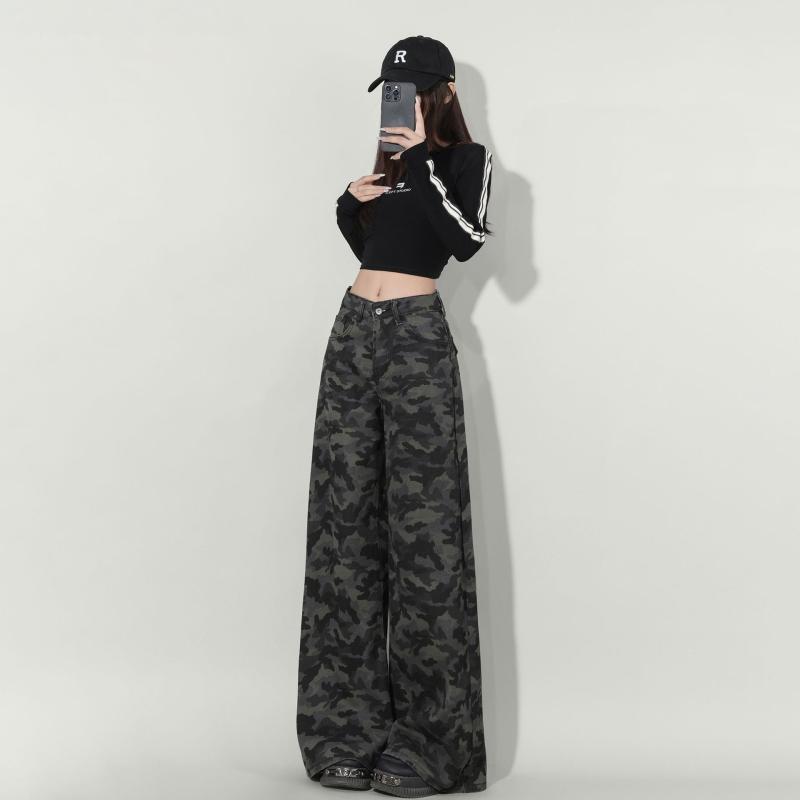 ・カテゴリ: デニムパンツ・素材: デニム（50%以上70%未満）・スタイル: ワイドパンツ・丈: フルレングス・ウエスト: ハイウエスト・生地の厚さ: 普通・デザイン: 無地・カラー展開: 7724迷彩・サイズ展開: XS、S、M、L、X...