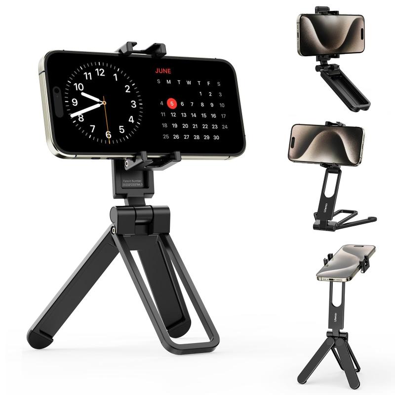 Ulanzi MA26 スマホ三脚 ミニ三脚 全金属製 スタンド＆手持ちモード 360度回転 自撮り棒 スマホスタンド 携帯スタンド 安定 軽量 折りたたみ 持ち運び便利 収納後11.5cm コールドシュー付き 高さ【特別なデザイン・折りた...