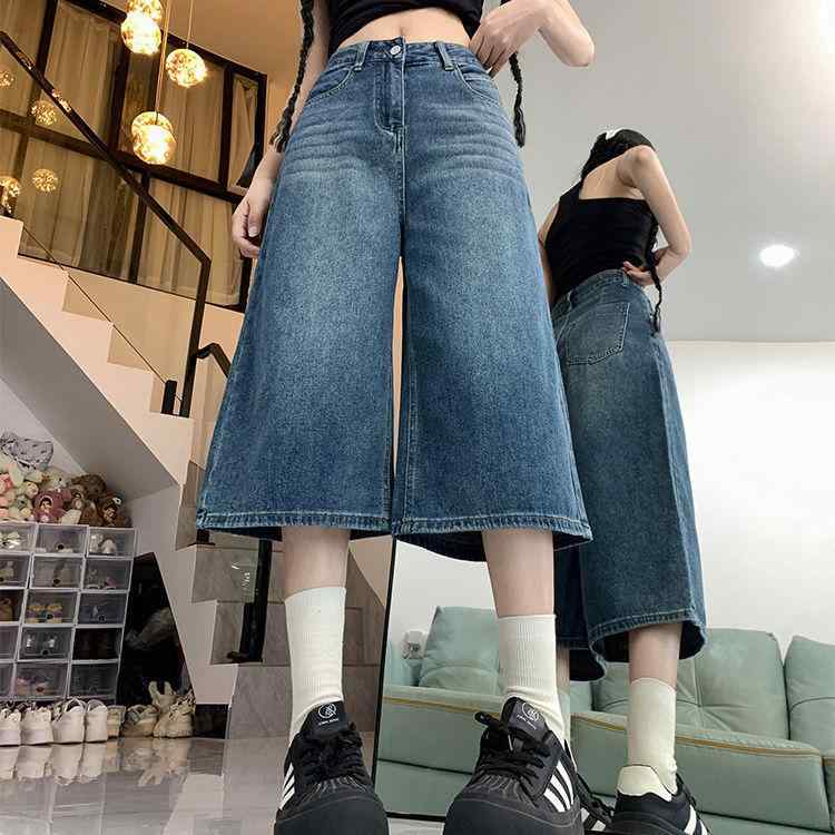 ・カテゴリ: デニムパンツ・素材: デニム、綿・スタイル: カジュアル、日韓カジュアル・パンツ丈: 七分丈・ウエスト: ハイウエスト・厚さ: 通常・デザイン特徴: ポケット、ファスナー、ボタン・カラー展開: レトロブルー、ノスタルジックブル...