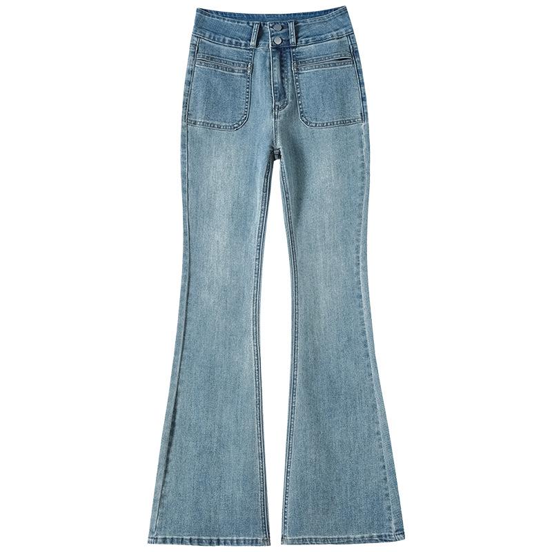 ・カテゴリ: デニムパンツ・素材: 綿（70%以上80%未満）・スタイル: カジュアル、通勤風、きれいめ・デザイン: ブーツカット、クロップド丈、ハイウエスト、ダメージ加工、切り替え・生地の厚さ: 普通・伸縮性: 高い・カラー展開: アイボ...
