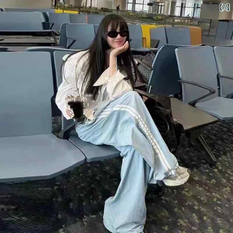 ・カテゴリ: 休闲裤・主な素材: 锦纶/尼龙・素材2: 氨纶（30%以下）・スタイル: 阔腿直筒工装款・パンツタイプ: 阔腿裤・丈: 长裤・ウエスト: 高腰・厚さ: 常规・人気要素: 口袋・カラー展開: 天藍色常规款、黒色常规款、灰色常规款...