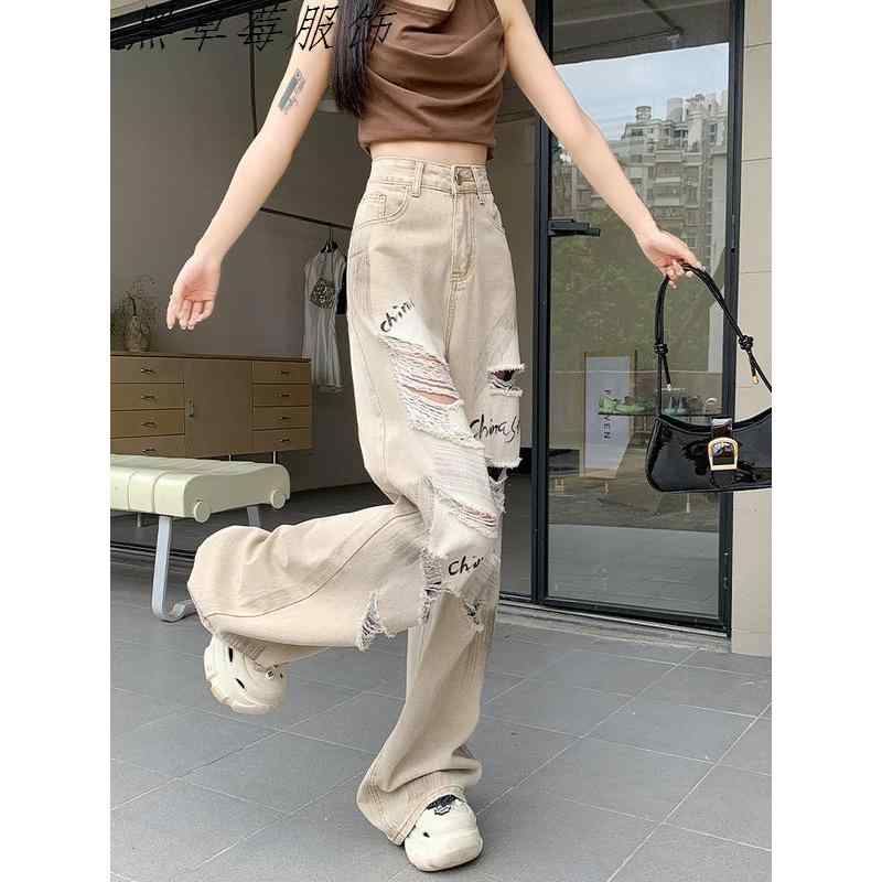 ・カテゴリ: デニムパンツ・素材: 綿90%以上95%未満・スタイル: カジュアル、都市風、フェミニン・パンツ丈: フルレングス・ウエスト: ハイウエスト・生地の厚さ: 薄手・デザイン: ペイント、ダメージ加工・カラー展開: アプリコット・...