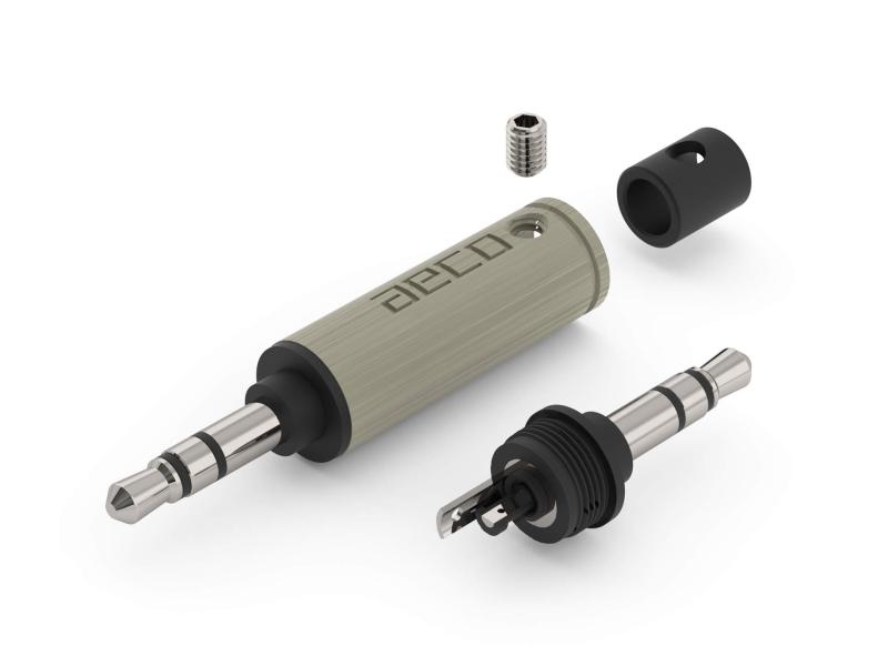 aeco TRS Plug 3.5mm Stereo AT3-1331R, 1pcs/1set, Rhodium Plating, Vacuum bagMade by CNC lathing as one shape.shell can b...