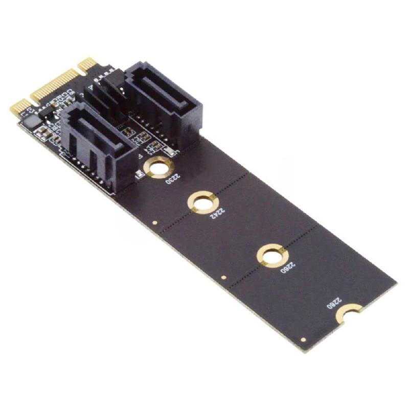 Cablecc PCI Express NGFF Key B+M - SATA 3.0 6Gbps デュアルポート 垂直アダプタ コンバーター ハードドライブ拡張カード JMB582 2230 2242 2260 2280メインコントロール...