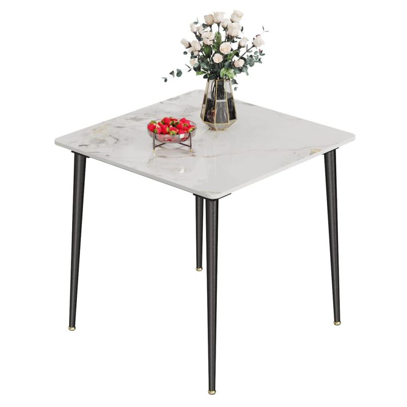 UNHO ダイニングテーブル 食卓 セラミック天板 テーブル 2人用 石材×スチール 単品 幅80cm おしゃれ 北欧 大理石風 高級 正方形 2人掛けテーブル独特の素材：テーブルの天板には、重厚感と高級感溢れる焼結石を使用、天然石のリアル...