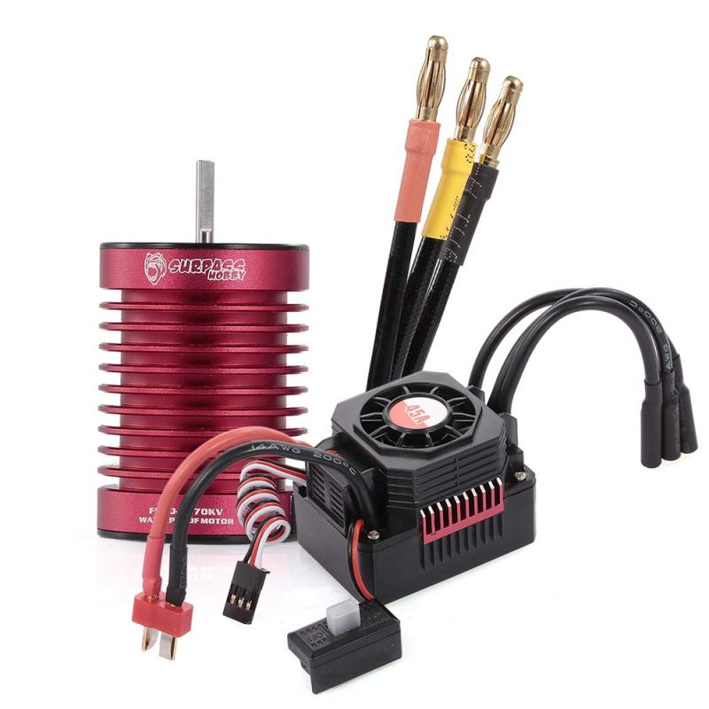 GoolRC モーター ESC 1/10 RCカー トラック用 F540 4370KV ブラシレスモーター 防水45A ESC BEC付き SURPASS HOBBY4極12スロット高トルクモータの設計。 CNC機械加工6061 T 6ビレ...