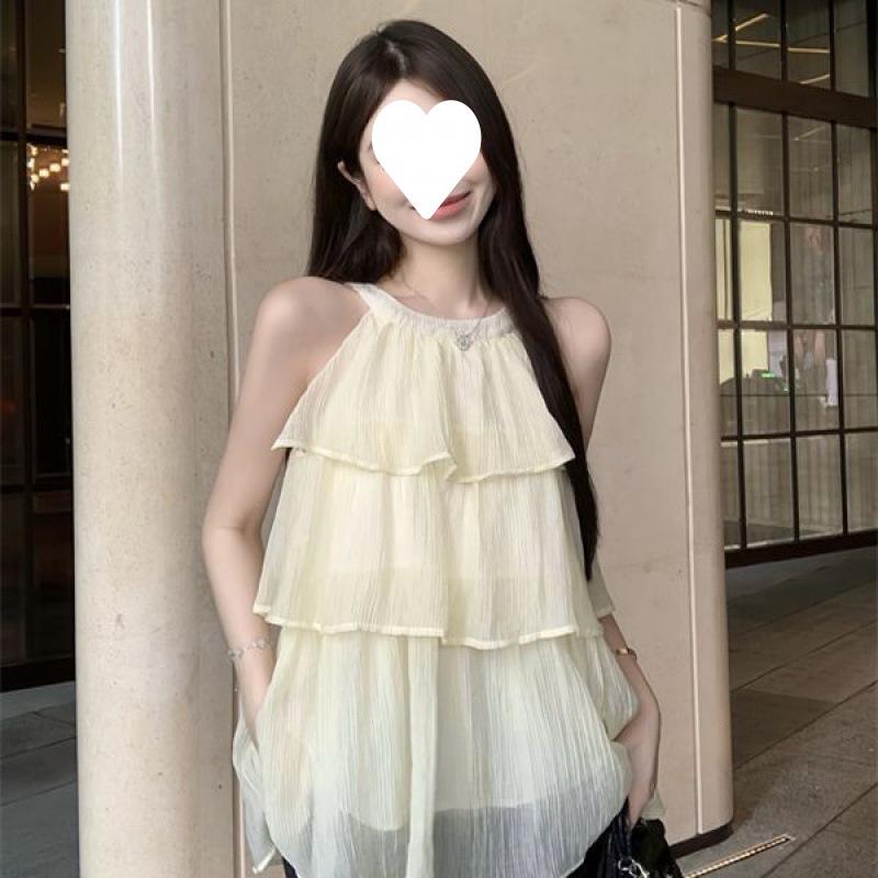 ・カテゴリ: 衬衫・スタイル: 都市風、オフィス通勤・素材: シフォン・柄: 無地・袖丈: ノースリーブ・ネックライン: クルーネック・フィット感: 通常・着丈: 通常（50cm超、65cm以下）・袖型: レギュラースリーブ・カラー展開: ...