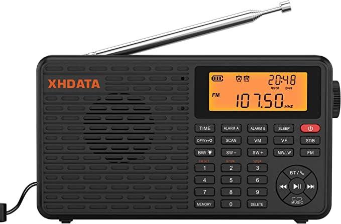 XHDATA D109 ポータブル小型ラジオ 短波 AM FM SW LW ワイドFM ワールドバンド BCL デジタルDSP 高感度受信 電池式 充電式 目覚まし時計 睡眠機能付き 携帯TFカード対応 MP3プレーヤー 災害用 日本語説【...