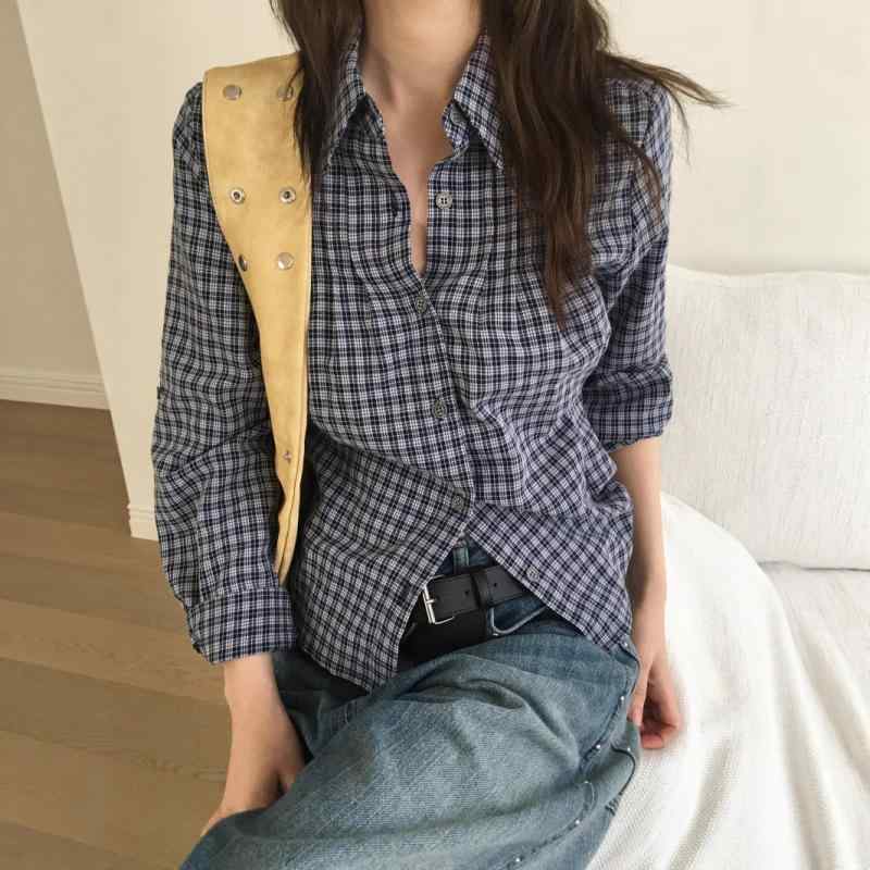 ・カテゴリ: 衬衫・スタイル: 学院風、快適カジュアル・主な素材: 綿 80%〜90%・柄: チェック柄・袖丈: 長袖・ネックライン: POLO襟・袖型: レギュラースリーブ・フィット感: レギュラーフィット・着丈: 約50cm〜65cm・...