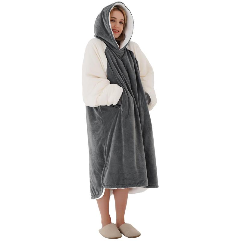 [Winthome] 極厚 着る毛布 二層仕様 [M XL 2サイズ] 大きいサイズ 高身長 男性 対応 メンズ レディース 部屋着 フード付き ポケット付き ゲーミングウェア 防寒 あったか ルームウェア【ゆったりデザイン】これまでの「フ...