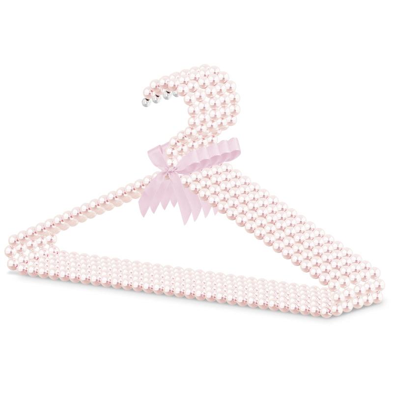 Linkidea 5 Pack Pearl Beaded Clothes Hangers, Plastic Elegant Clothes Dress Pants Hanger, Closet Coat Storage Organizer ...