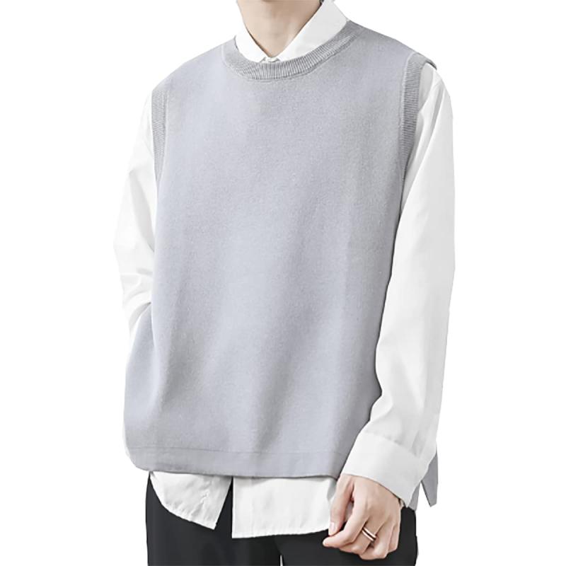 [IAN-LIFE] ニットベスト メンズ 春 夏 クルーネック サイドスリット ゆったり カジュアル 秋 3色 M～3XL✅【デザイン】サイドにスリットをいれて、こなれ感たっぷりに仕上げたニットベスト。脇から裾に向けてざっくりと開いたサイ...