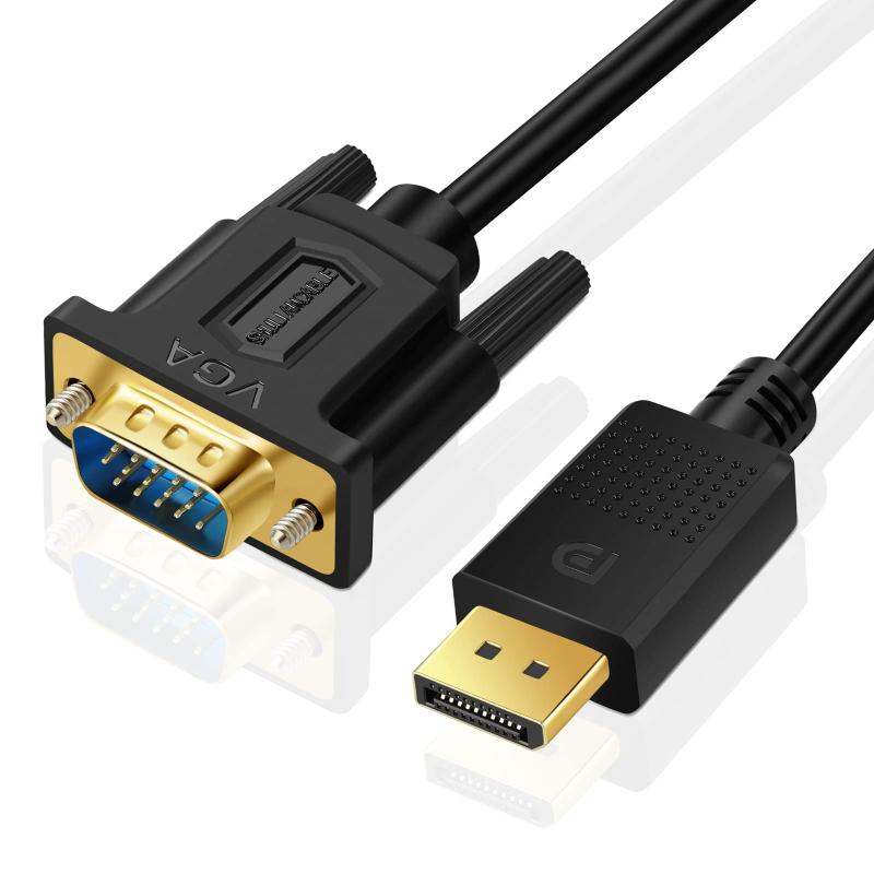 SHULIANCABLE Displayport VGA 変換 ケーブル DisplayPort （ディスプレイポート）- VGA アダプター DP - VGA コンバーター コード (金メッキのオス - オス)