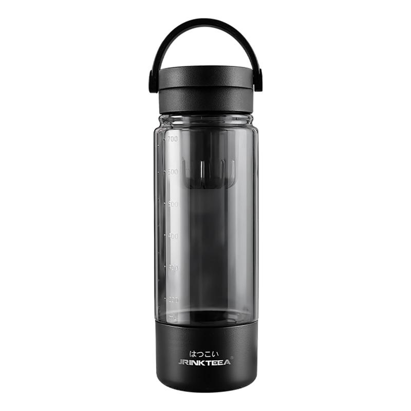 JRINKTEEA BPAフリー 大容量プラスチックタンブラー 800ml 茶こし付き トリタン製 旅行用 底部分離カップ付き 軽量 携帯便利 オフィス アウトドア用 プレゼント対応小皿がワンタッチでカップに 2WAY使い分け可能車載用 ワ...