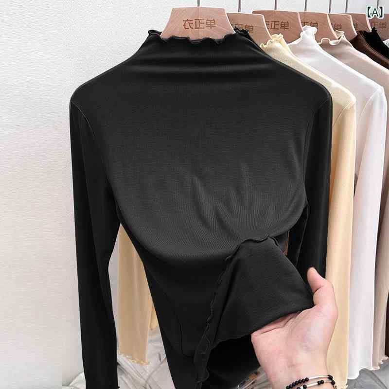 ・カテゴリ: Tシャツ・スタイル: 通勤、快適カジュアル・主な素材: モダール（モダール繊維50%以上70%未満含む）・ネックライン: ハーフハイネック・袖丈: 長袖・フィット感: スリム・着丈: 標準丈（50cm超65cm以下）・袖型: ...