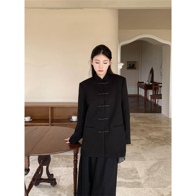 テーラードジャケット メンズ レディース ジャケット チャイナ服 チャイナボタン 中山装風 スタンドカラー レトロ クラシック モダン カジュアル 黒 アウター 羽織り オールシーズン・カテゴリ: 小西装・柄: 無地・シルエット: レギュラ...