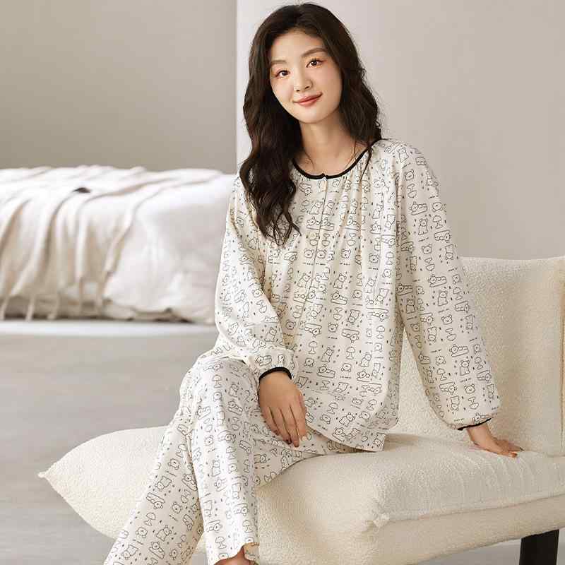 パジャマ レディース マタニティ 授乳服 抗菌 綿 100% 長袖 ルームウェア 上下セット 産前 産後 部屋着 入院着 出産祝い・素材: 綿100%・スタイル: セットアップ・ネックライン: クルーネック・袖丈: 長袖・パンツ丈: 長ズボ...