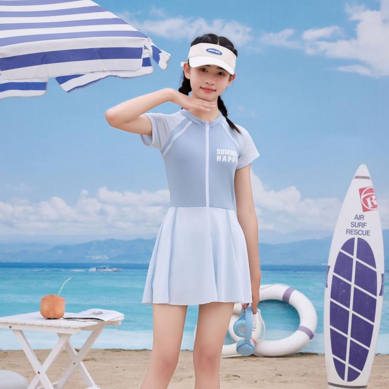 水着 女の子 ワンピース キッズ 紫外線対策 UVカット 子供用 スイムウェア トレーニング用 フリル付き スカートタイプ 夏・対象年齢: 8-12歳・性別: 女・面料: ポリエステル（ポリエステル繊維）94%・重量: 180g・スタイル:...