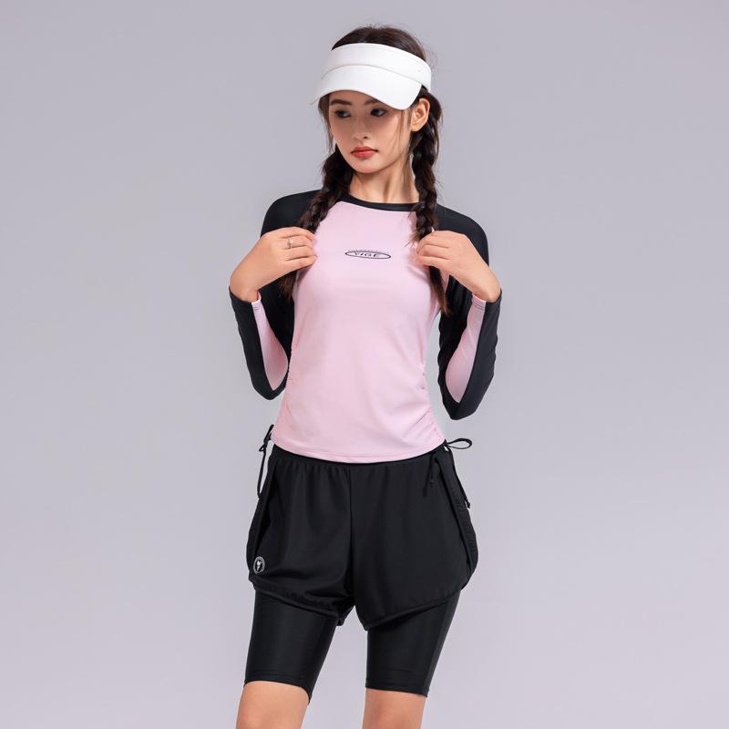 水着 レディース セパレート 長袖 ラッシュガード 競泳水着 フィットネス水着 ダイビングスーツ シュノーケリング 日焼け防止 紫外線対策 体型カバー 伸縮性 吸湿速乾 接触冷感 スポーツ スイミング ビーチ 海 マリンスポーツ オールシー...