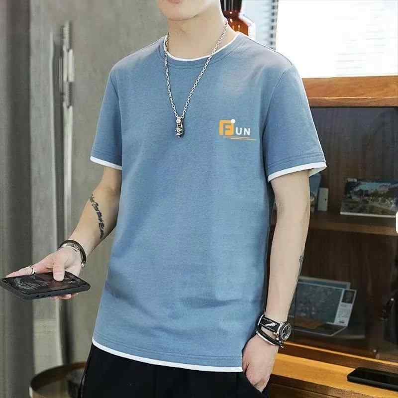 Tシャツ メンズ 接触冷感 重ね着風 半袖 丸首 トップス ティーシャツ カットソー インナー カジュアル ゆったり 無地 おしゃれ 普段着 アウトドア スポーツ クルーネック ティーシャツ・スタイル: 韓国風・主な素材: ポリエステル91...