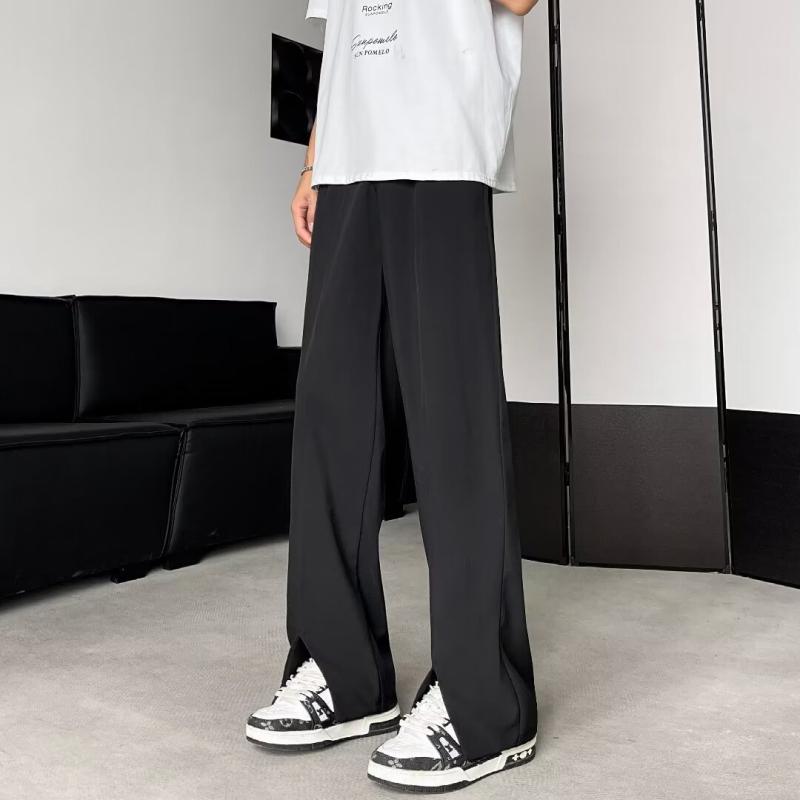 ロングパンツ メンズ スラックス ストレート ズボン センタープレス ハイウエスト ワイドパンツ スリット ストリート カジュアル モード系 裾上げ不要 きれいめ トレンド 普段使い ゆったり・カテゴリ: スポーツ・カジュアルパンツ・スタイ...