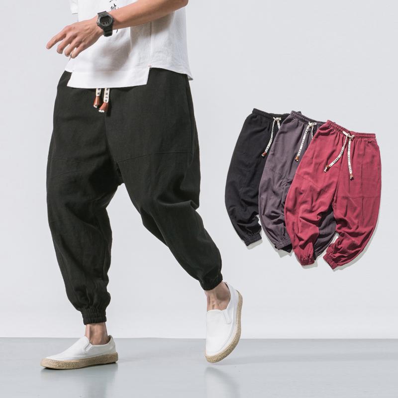 パンツ メンズ 綿麻 ロングパンツ ジョガーパンツ 裾絞り ゆめかわ カジュアル ボトムス ズボン 無地 秋冬 オールシーズン・スタイル: 日系・スタイル: 青春流行・アイテム: 灯籠パンツ・シルエット: ゆるめ・着丈: ロングパンツ・ウエ...