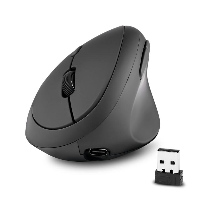 Perixx PERIMICE-719R ワイヤレス 2.4G 充電式エルゴノミックマウス - 有線＆ワイヤレス充電対応 - ブラックデュアル充電オプション - 究極の利便性を実現するデュアル充電機能を搭載。PERIMICE-719R は ...