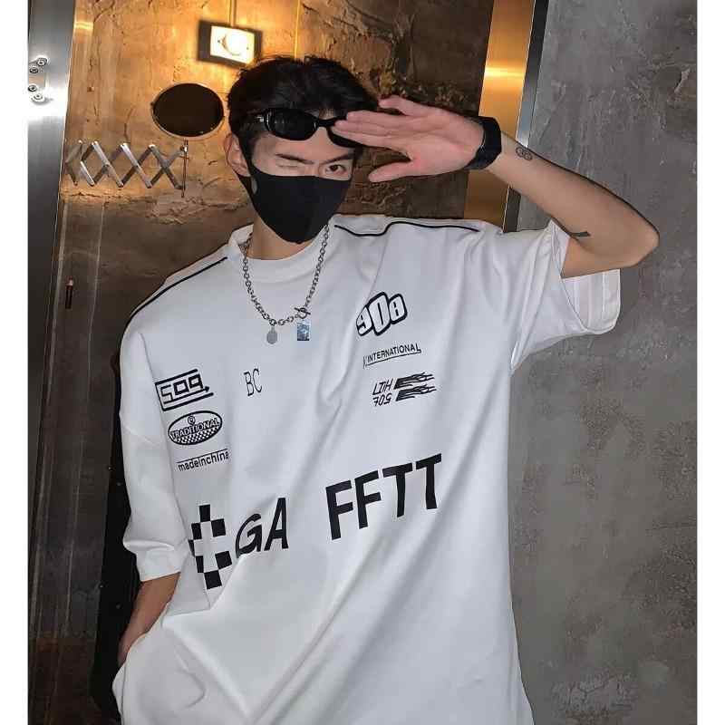 Tシャツ メンズ 半袖 プリント ラウンドネック アメカジ ストリート系 バイカー オーバーサイズ 大きいサイズ 普段使い おしゃれ かっこいい カジュアル トップス ゆったり シルエット 通気性 柔らかい 快適 春夏 街着・スタイル: ア...