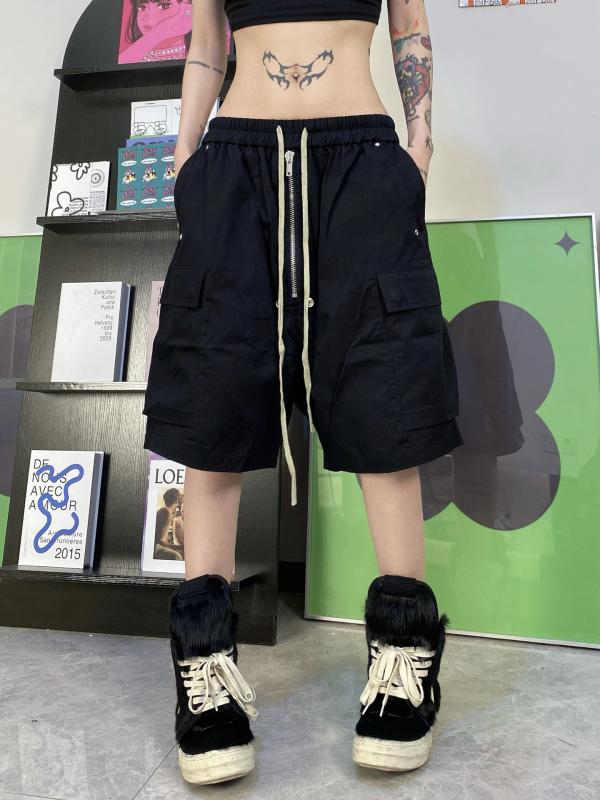 ショートパンツ メンズ レディース カーゴパンツ ハーフパンツ 五分丈 ルーズフィット ワークパンツ ストリート系 地雷系 ロック風 ジップデザイン カジュアル ポケット付き ブラック・素材: ポリエステル・パンツ丈: ロング・厚さ: 中厚...