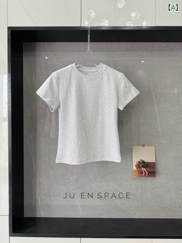 Tシャツ レディース 半袖 正肩 トップス スリム カジュアル スタイル ストレッチ 無地 カットソー インナー アウター 春夏・素材: 綿100%・柄: 無地・スタイル: プルオーバー・袖丈: 半袖・仕上げ: 高温定型・シルエット: スリ...