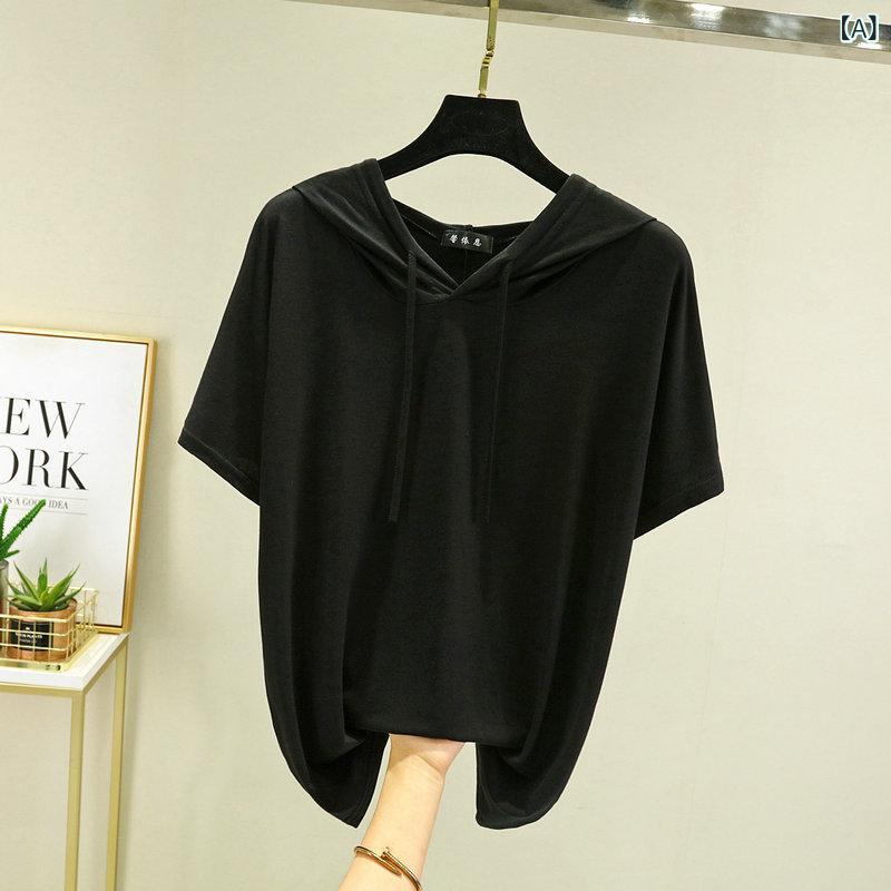 薄い モデルの モー ダル 帽子の 半袖 Tシャツ レディース 夏 ゆったり サイズ 大きい サイズ おしゃれの トップス 万能の 韓国風 インナー生地名: モーダルメイン生地成分: モダール繊維メイン生地成分2: モーダルパターン: 純色...