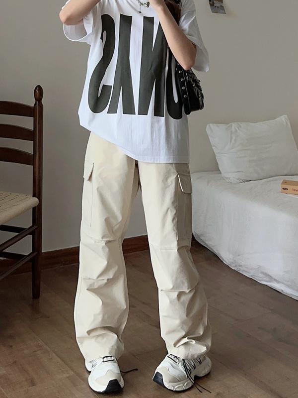 郷 美 媚 アメリカ 式 工 装 パンツ 女性 春 2024 新作 登山 束 足 運動 パンツ 高 腰広 脚 パラシュート パンツ生地名: ポリエステル繊維（ポリエステル）主な生地構成: ビスコースファイバー商品番号: 5250スタイル: ...
