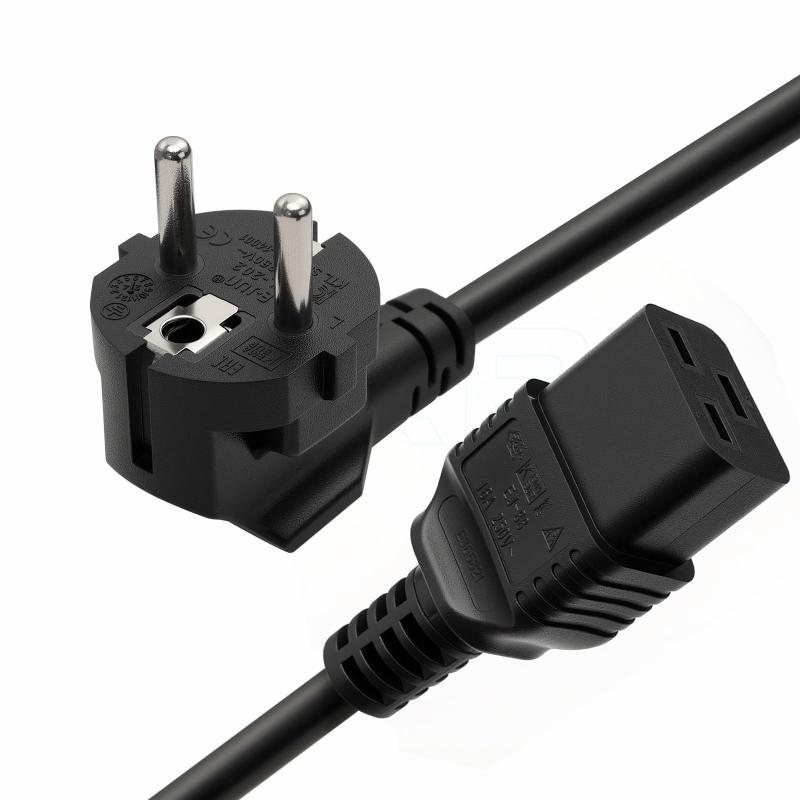 DRRI Europe Schuko プラグ CEE 7-7プラグ 16A 250V - IEC 60320 C19 電源コード サーバー用 | PDU| PCコンピュータ | モニター用プラグA:ヨーロッパCEE7/7Schukoプラグ;...