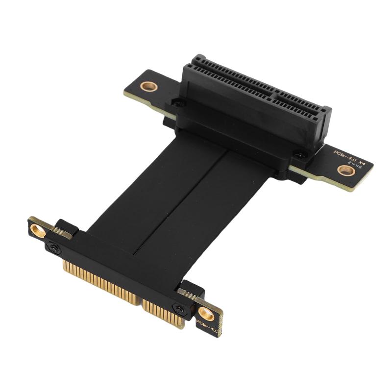 banapoy PCIE 4.0 4Xライザーケーブル、デュアル90度直角延長、PCIE 4.0 4Xポート高速64ピン柔軟なGPUグラフィックスカード拡張ケーブルPCケース用ケーブル幅広い互換性: 64 ピン多機能グラフィック カード延長...