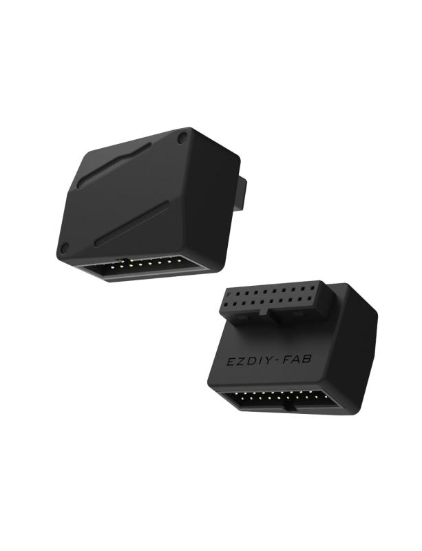 EZDIY-FAB USB 3.2 Gen1 19ピン L字 90度 直角アダプター 内部USB3.0ヘッダー用 オス-メス マザーボード接続 フロントパネルUSB-A拡張 省スペース 配線改善 高耐久 PCケース対応 黒